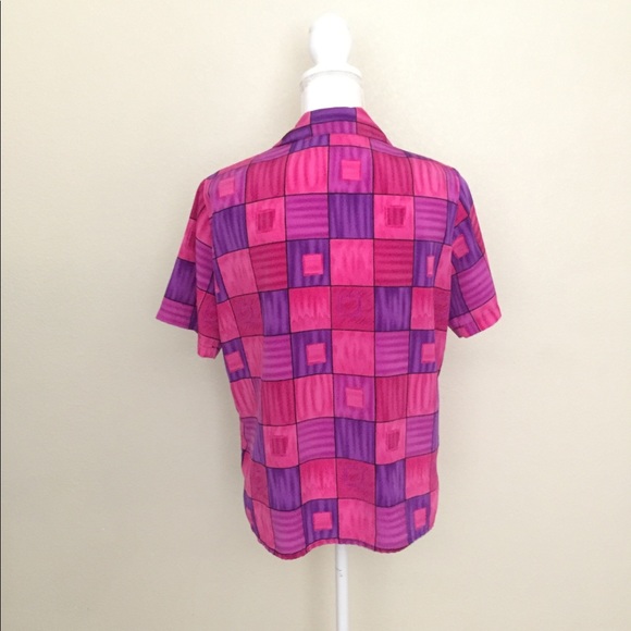 Vintage | Tops | Vintage 8s Geometric Square Button Down | Poshmark
